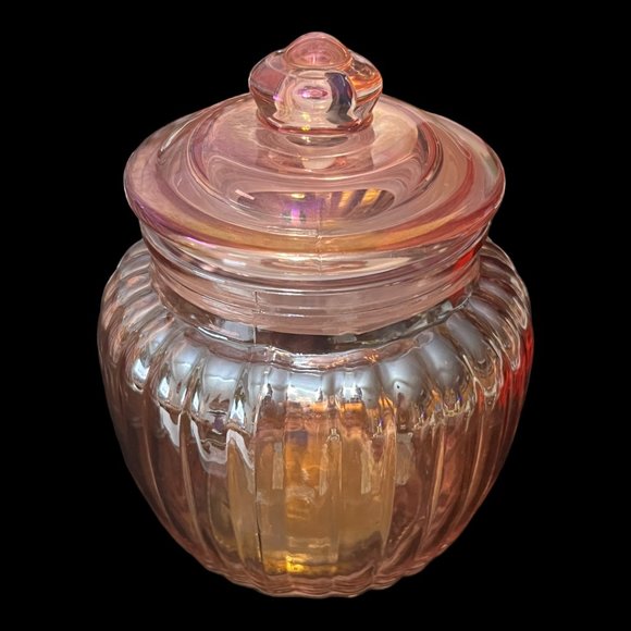 Unmarked | Kitchen | Vintage Pink Candy Jar Glass Candy Jar With Lid ...
